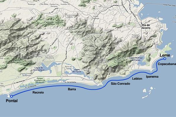 Rio Beaches in the Map